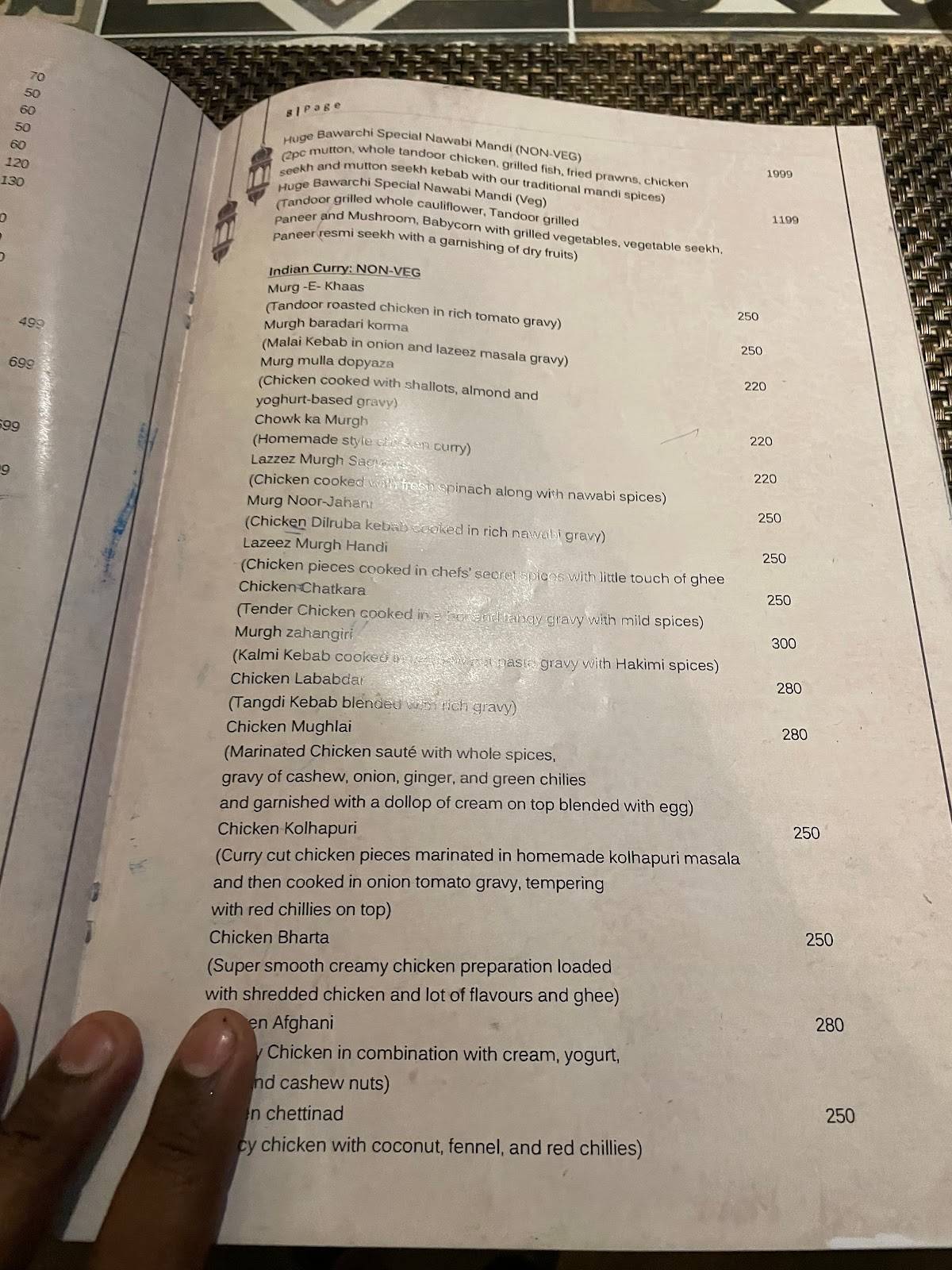 Menu at Hyderabadi Bawarchi, Brahmapur