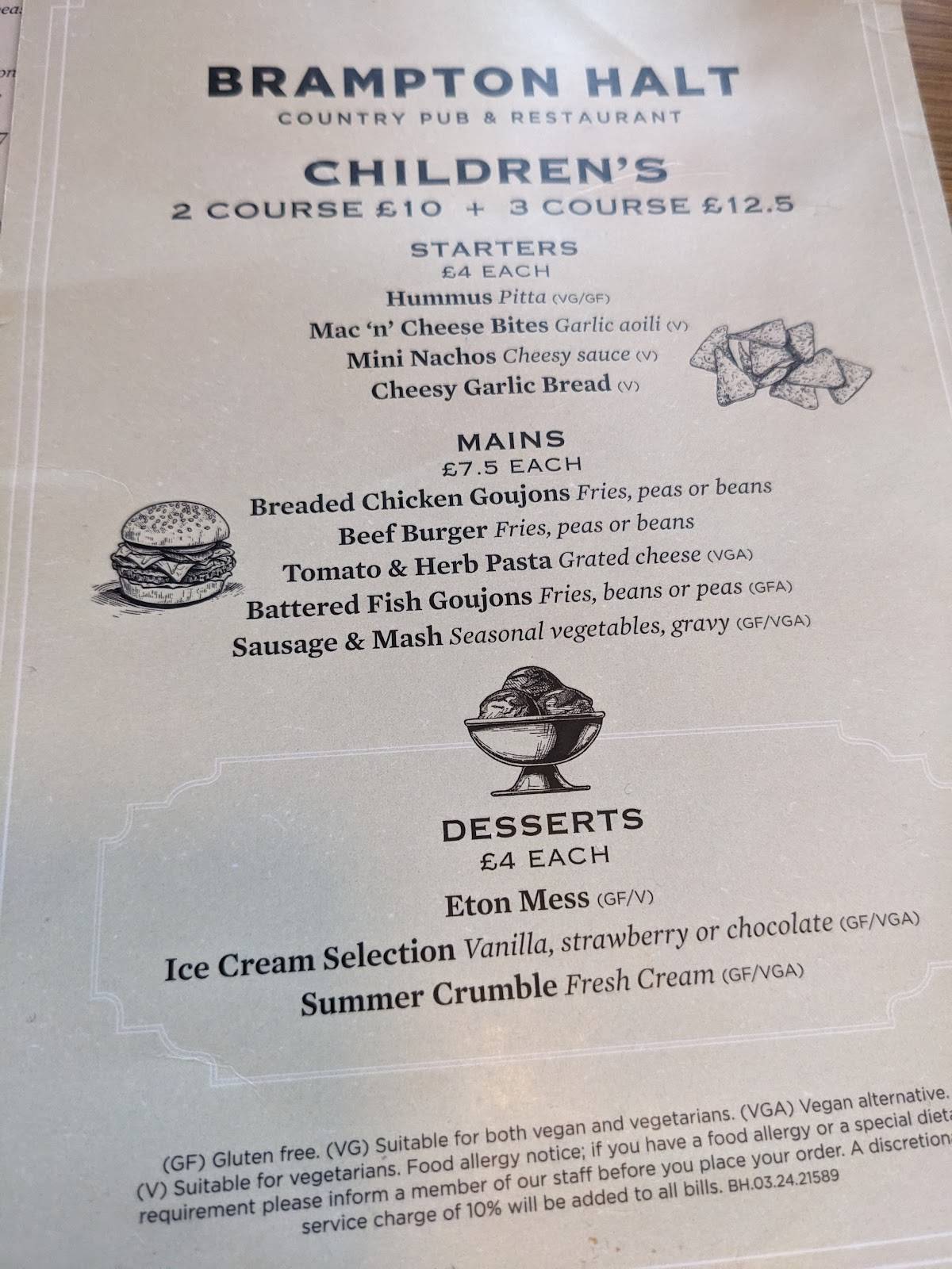 Menu at Brampton Halt pub & bar, Northampton