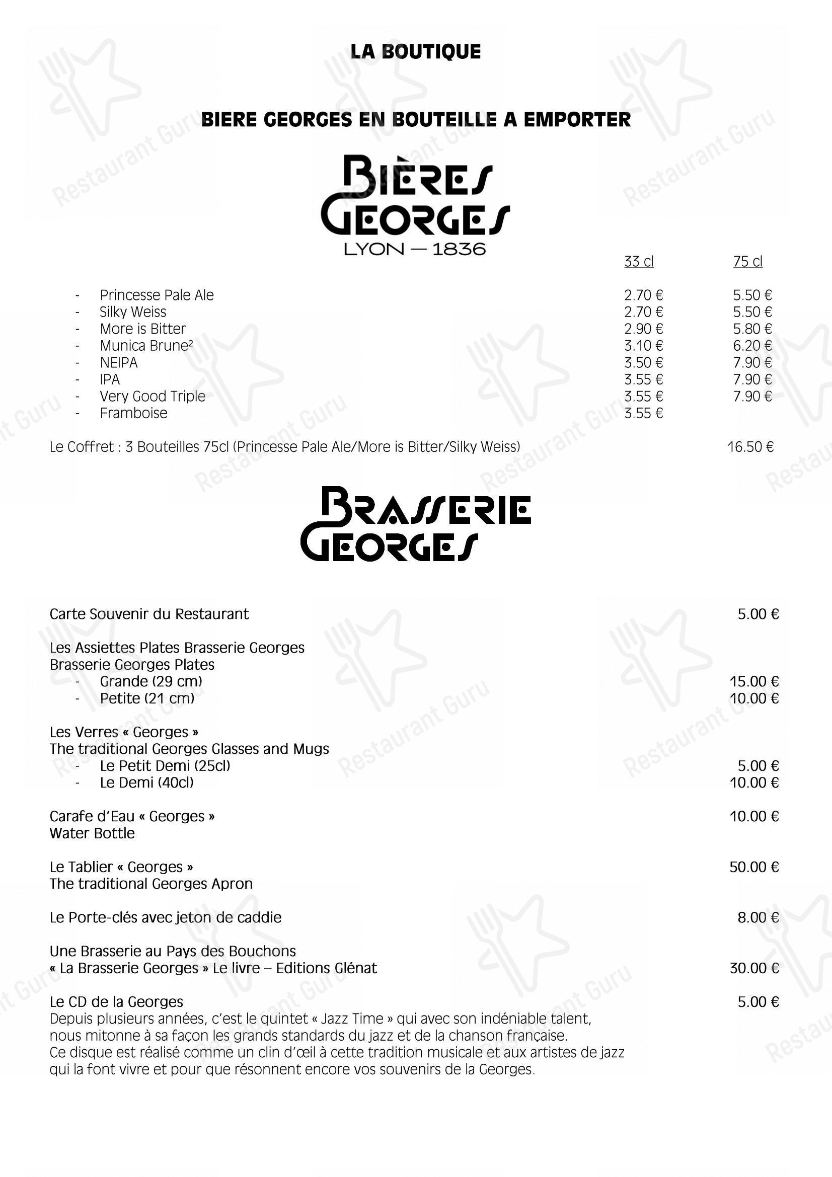 Menu au Brasserie Georges restaurant, Lyon