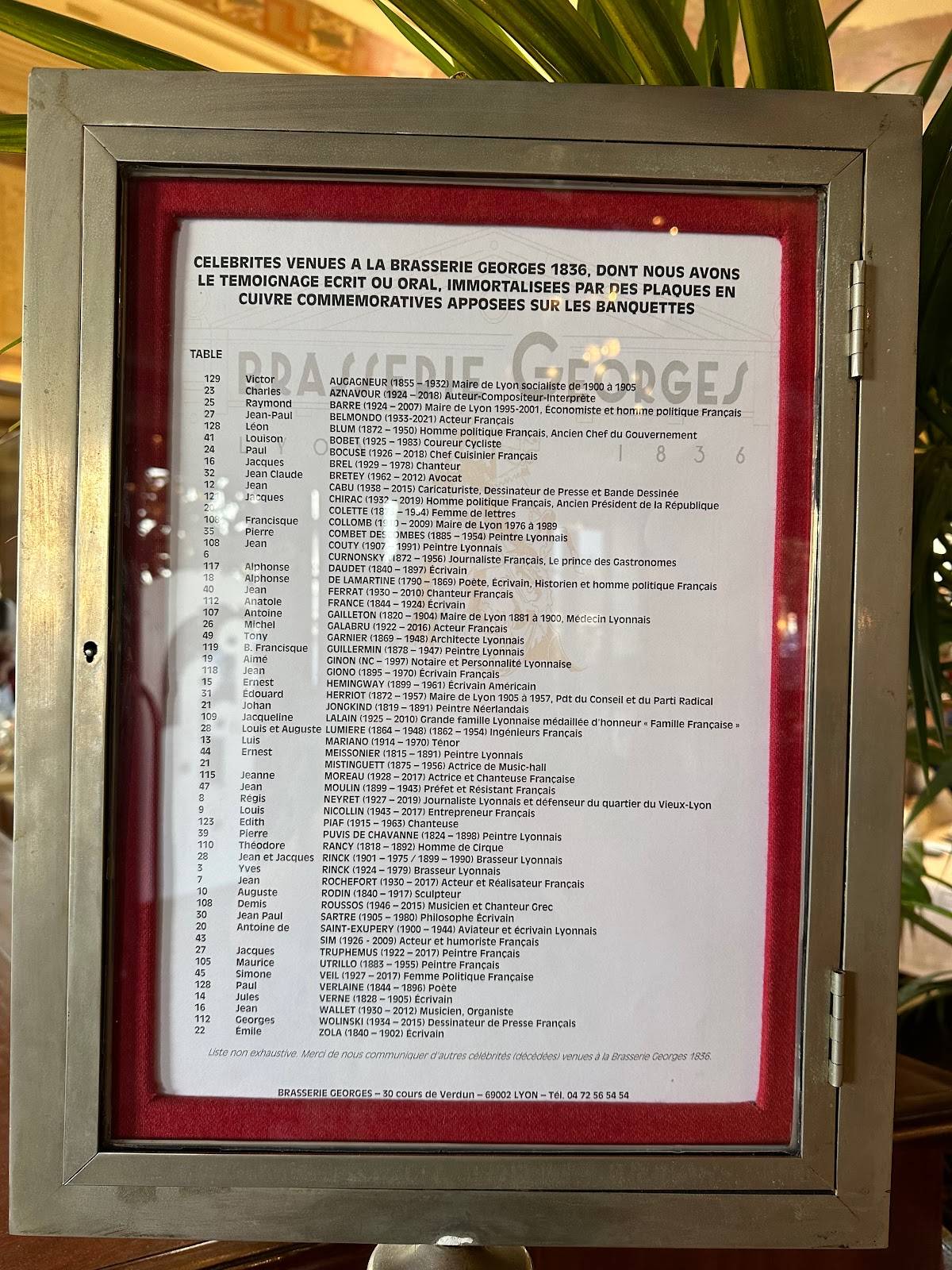 Menu au Brasserie Georges restaurant, Lyon