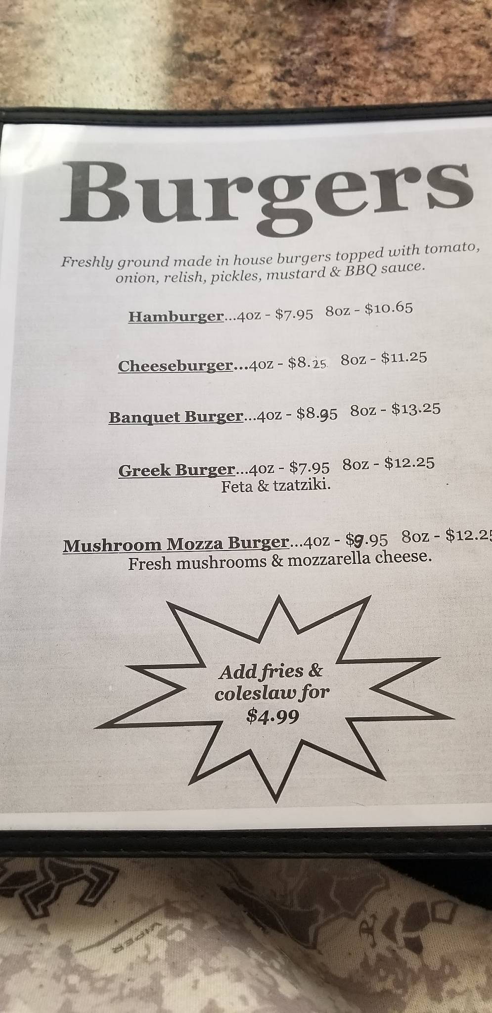 Menu at Rallis Burger Family Restaurant, Bridgenorth
