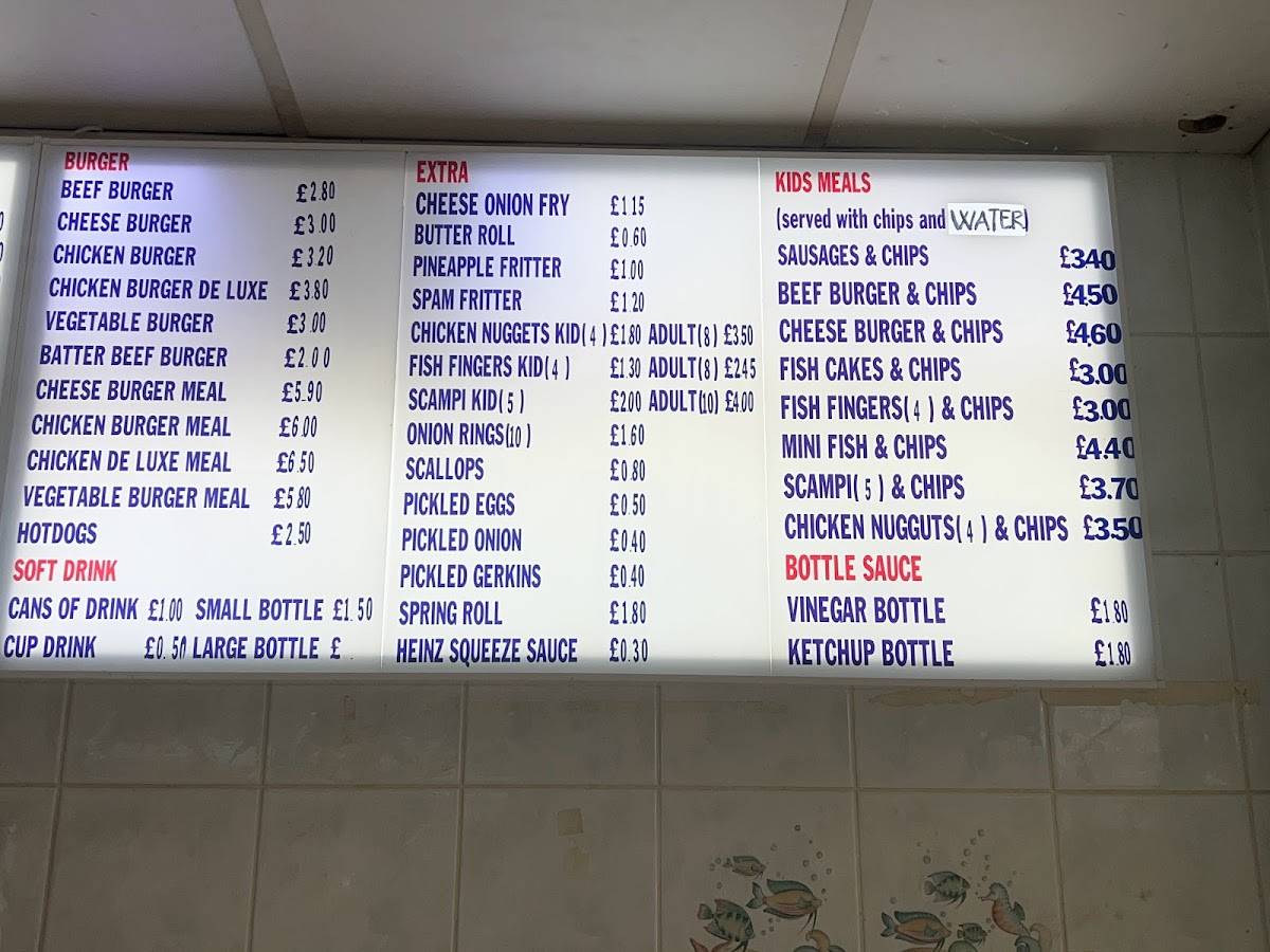 Menu at Brixworth Fish Bar, Northampton