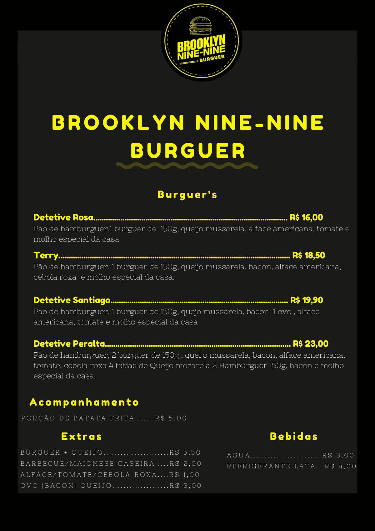 Menu em Brooklyn Nine-Nine Burguer restaurante, Cuiabá