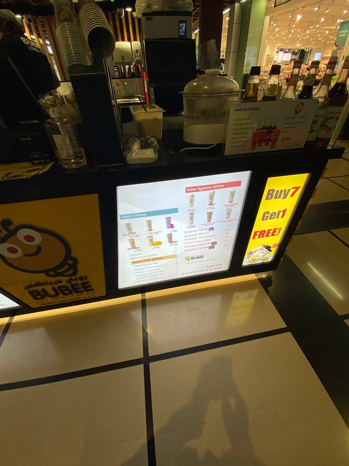 Menu at Bubee Drinks Cafe WTC, Abu Dhabi
