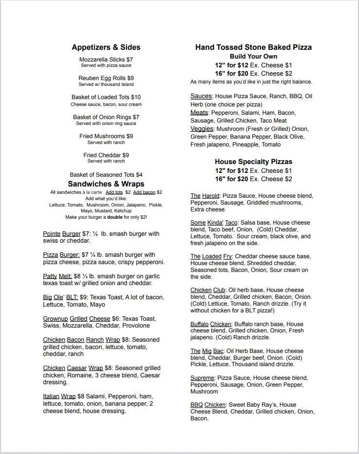 Menu at Buddy's Bar Bites, Upper Arlington
