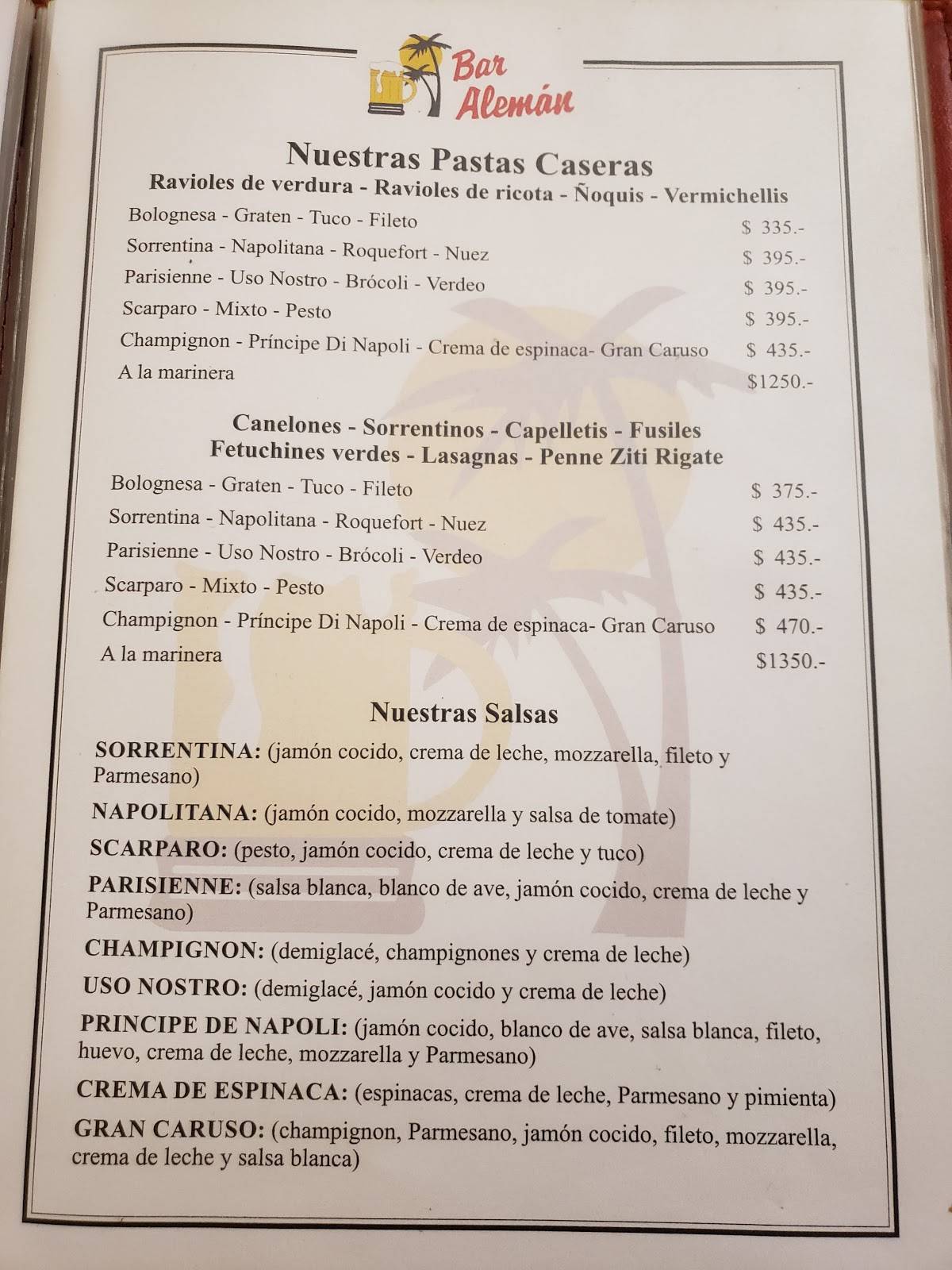 Carta de Bar Alemán, Buenos Aires, Av. 5992