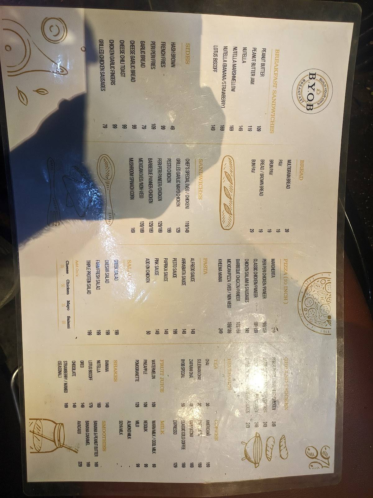 Menu at Build Your Own Breakfast Cafe (BYOB), Mumbai