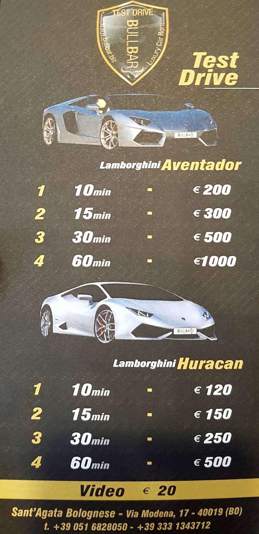 Speisekarte von Bull Bar, Sant’Agata Bolognese
