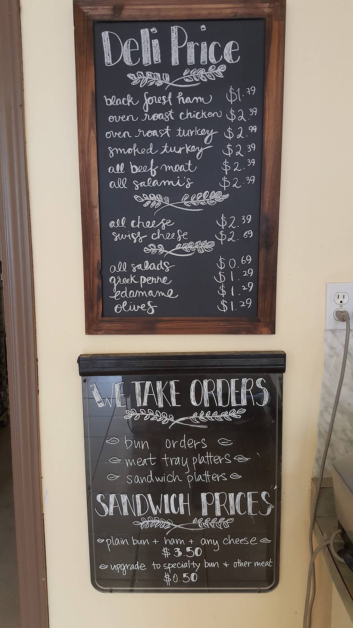 Menu at Bun King Bakery, Bowmanville