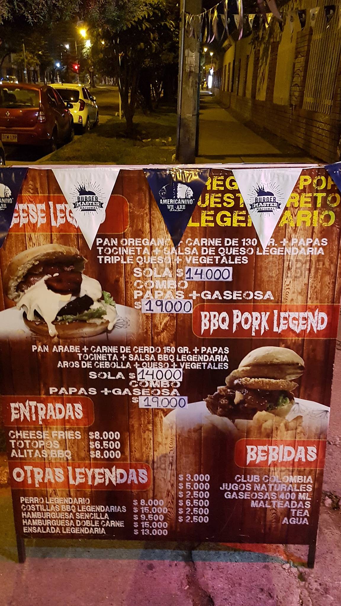 Carta del restaurante Burger legends, Bogotá, Cra. 110 #70g-18
