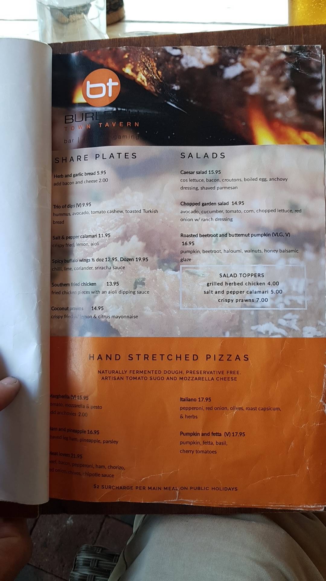 Menu at Burleigh Town Hotel pub & bar, Burleigh Heads, Tsipura Dr