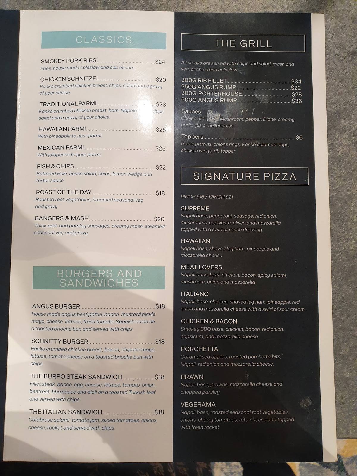 Menu at Burpengary Tavern pub & bar, Burpengary