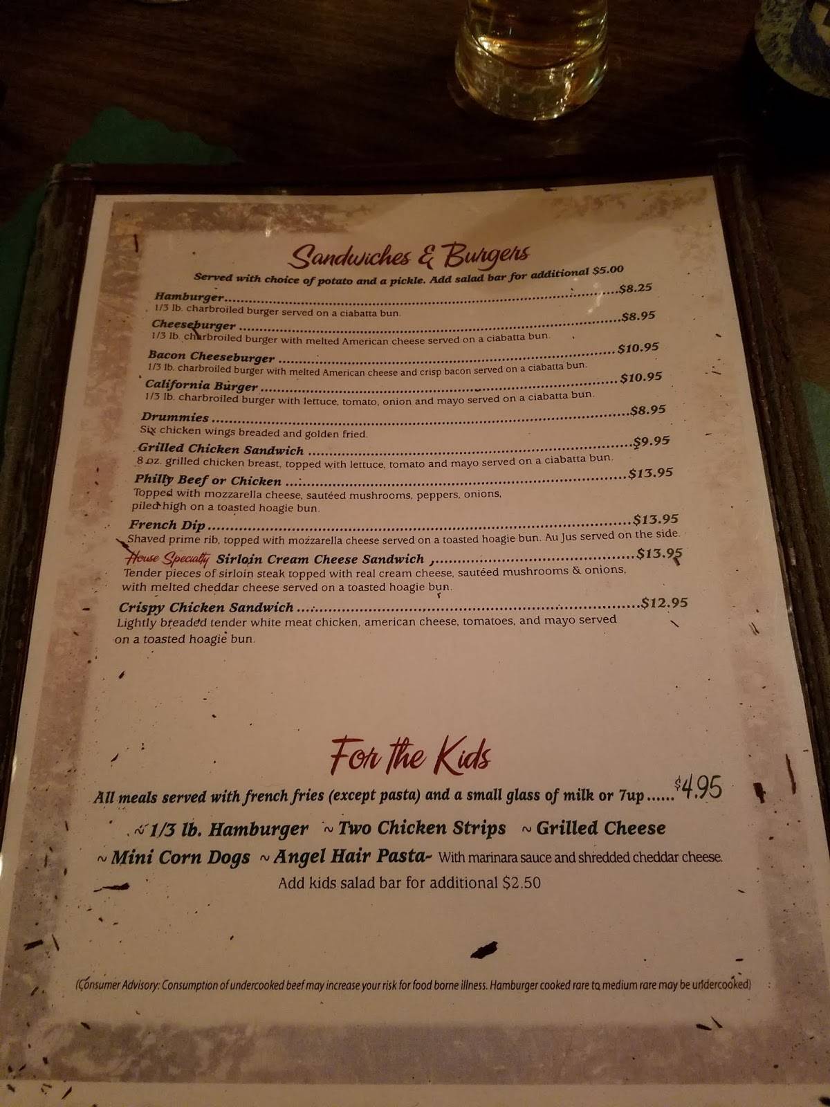 Menu at Buskey Bay Resort pub & bar, Iron River