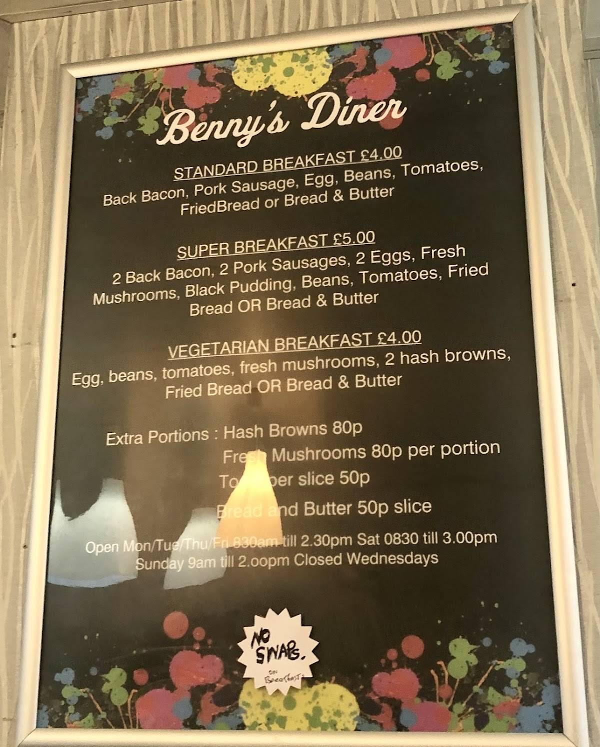 Menu at C&J'S DINER cafe, Birmingham