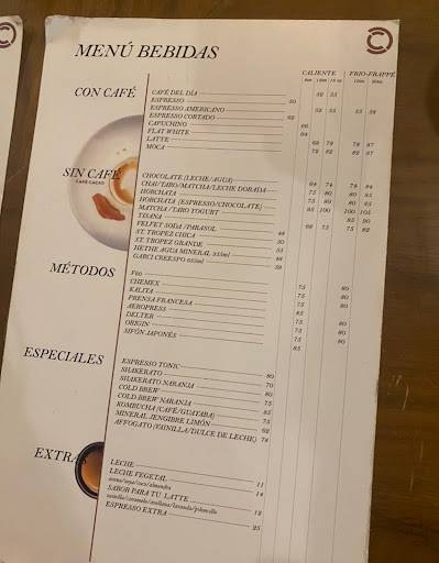 Carta de CAFÉ CACAO Obispado, Monterrey