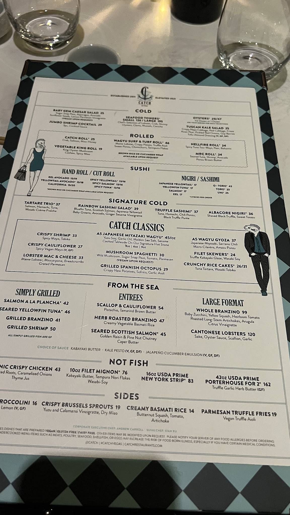 Menu at CATCH restaurant, Las Vegas