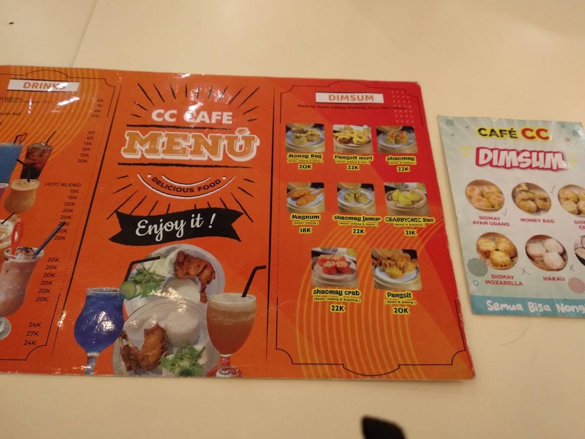 Menu at CC Cafe, Indonesia