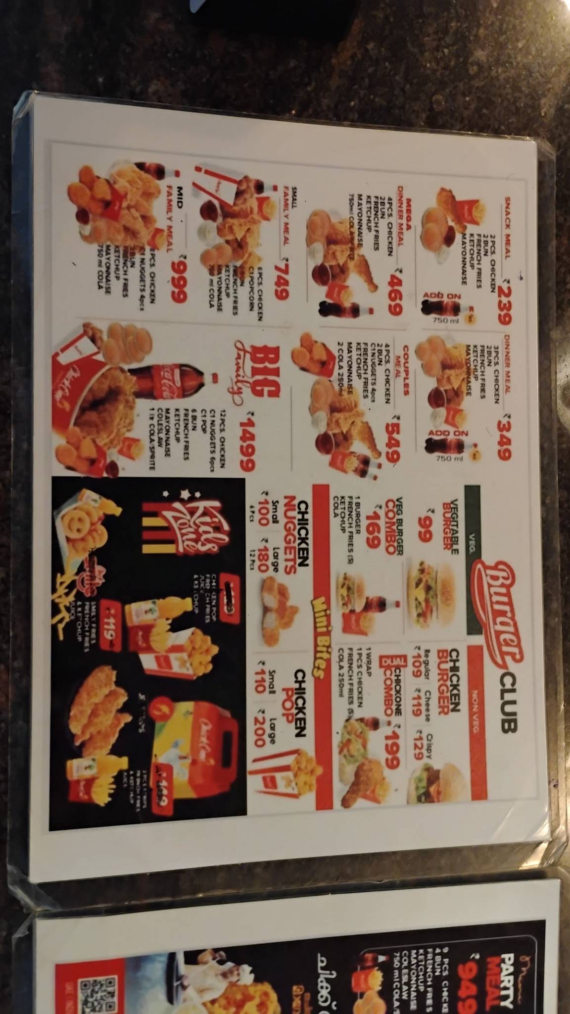 Menu at CHICK ONE, Mayyil