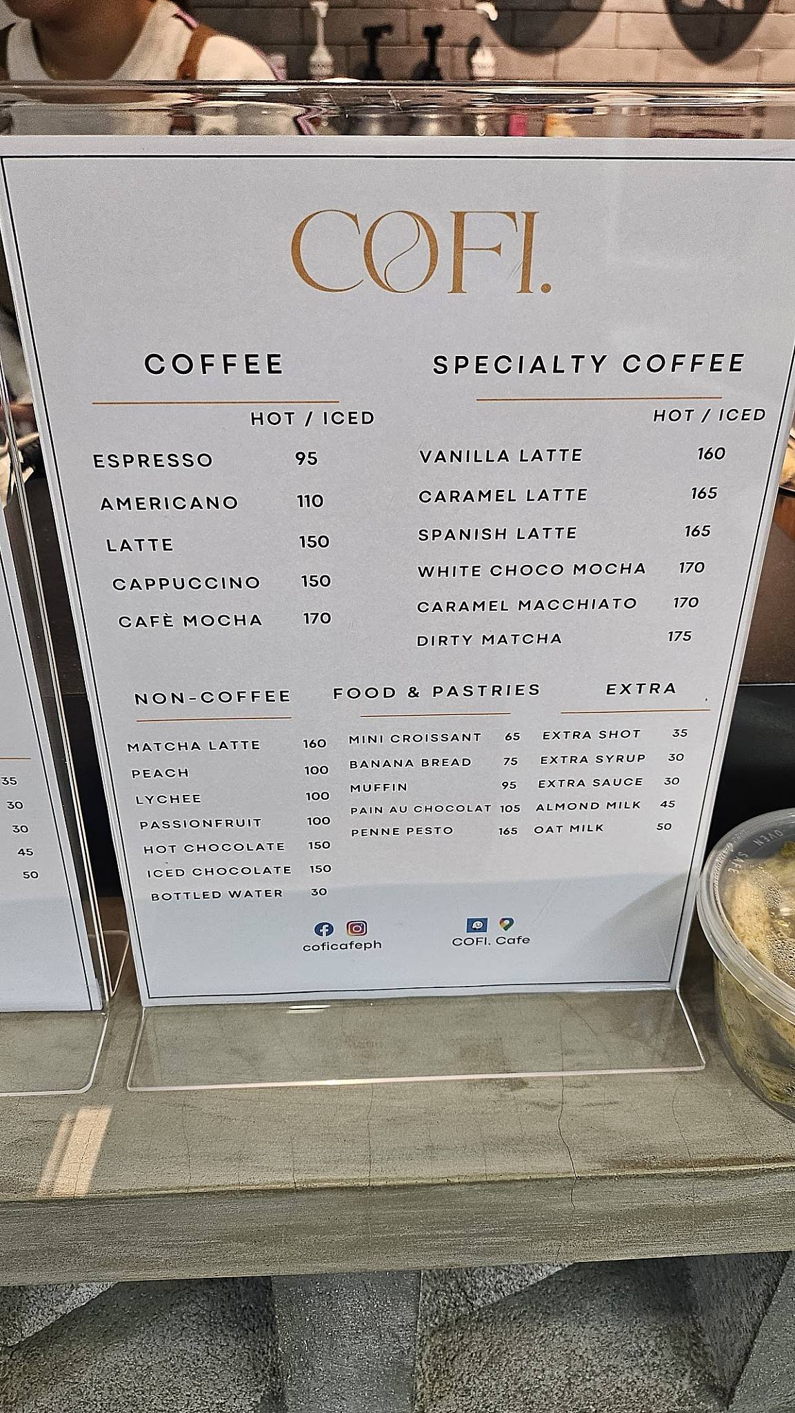 Menu at COFI. Cafe, Pasig