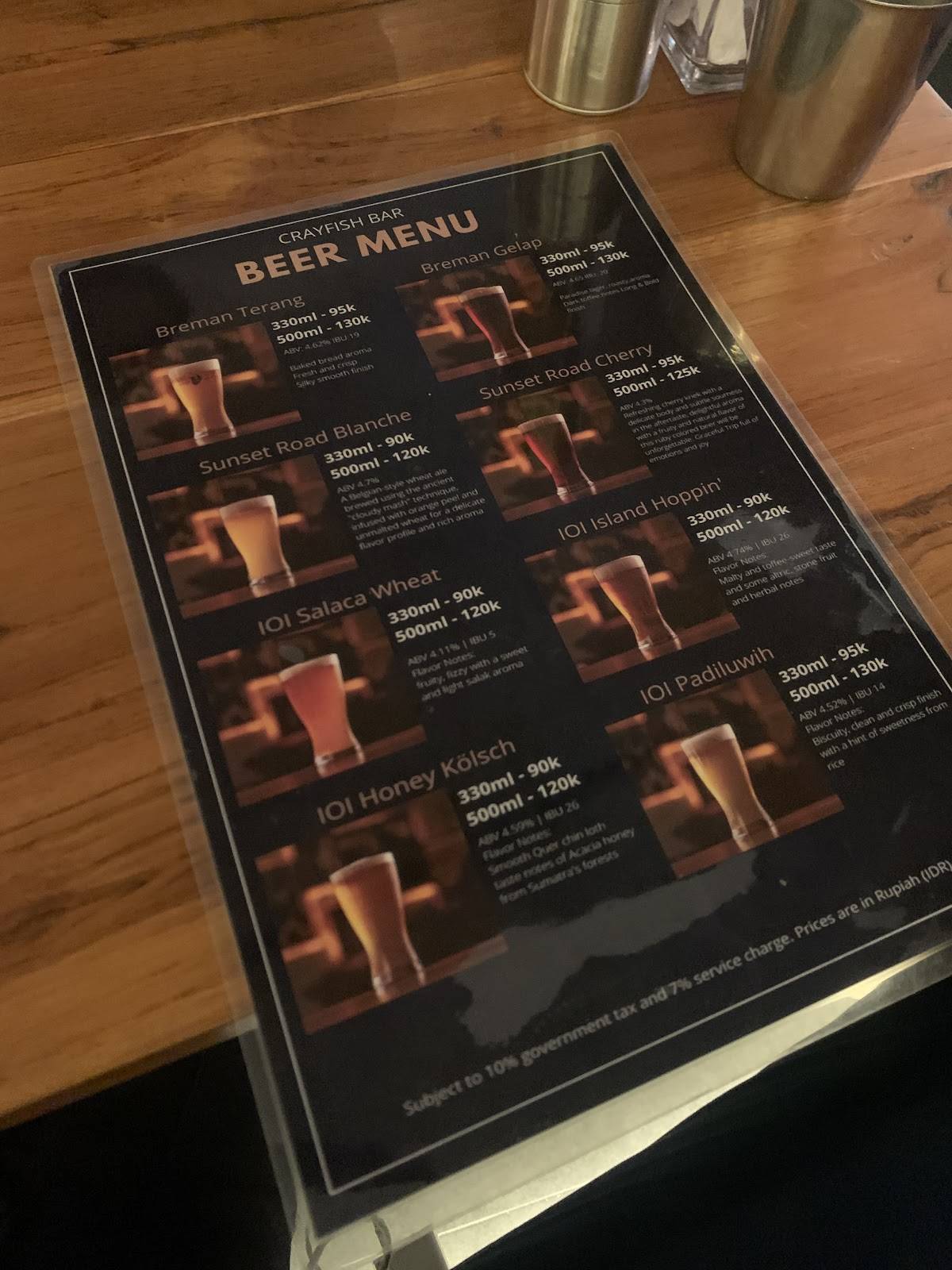 Menu at CRAYFISH Seafood&Bar Seminyak, Mengwi