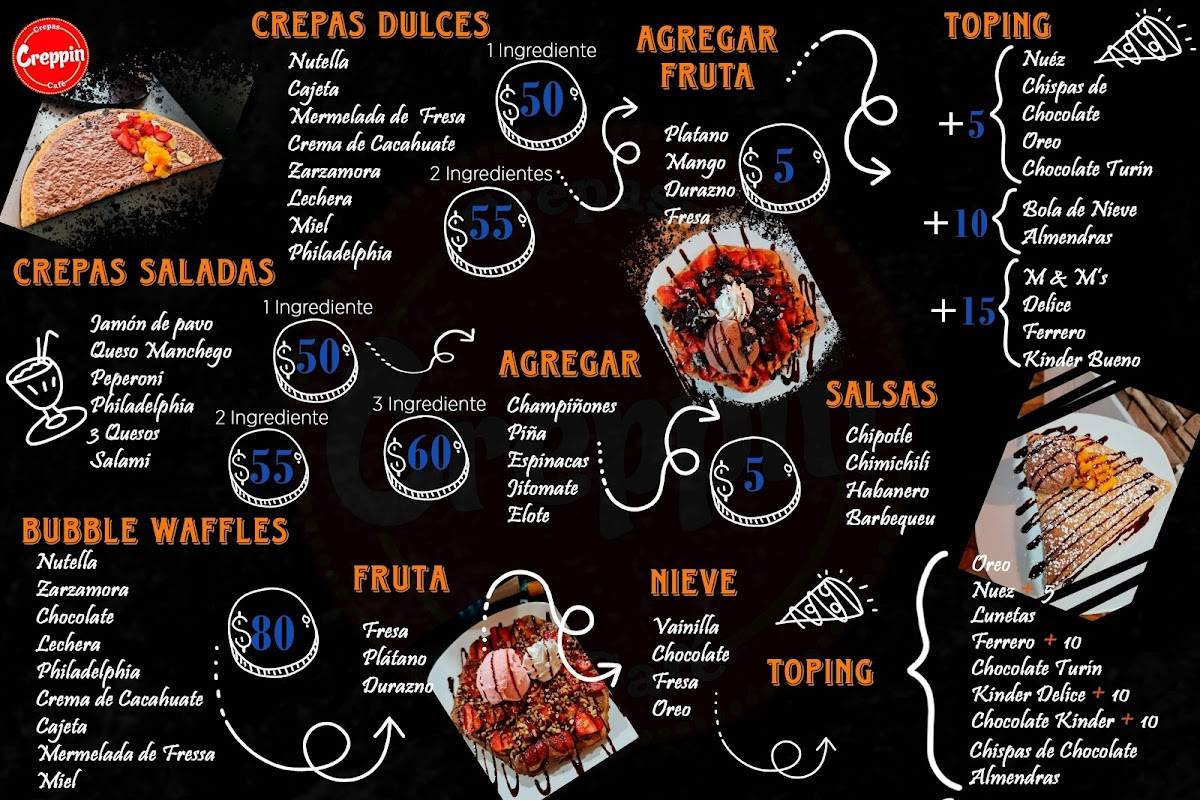 Carta de CREPAS & CAFÉ, CREPPIN, San Juan del Río