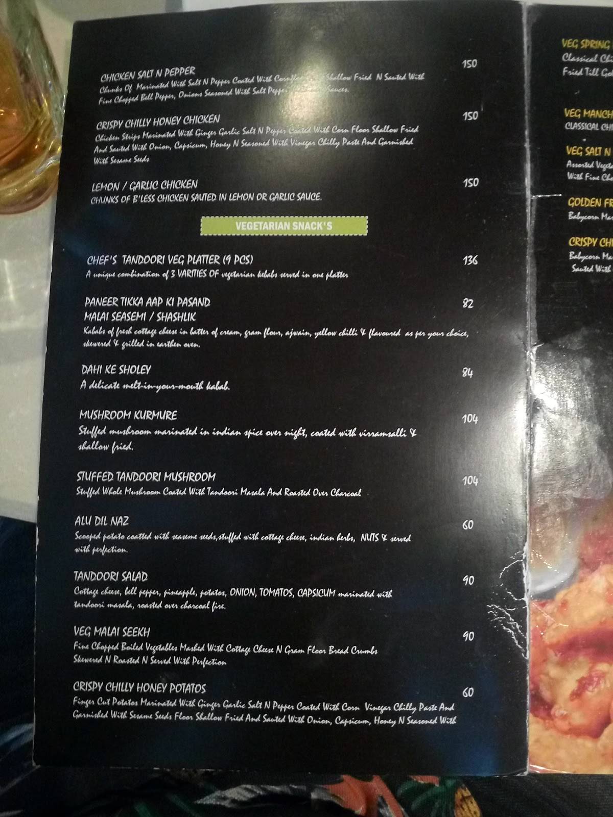 Menu at CSOI, New Delhi