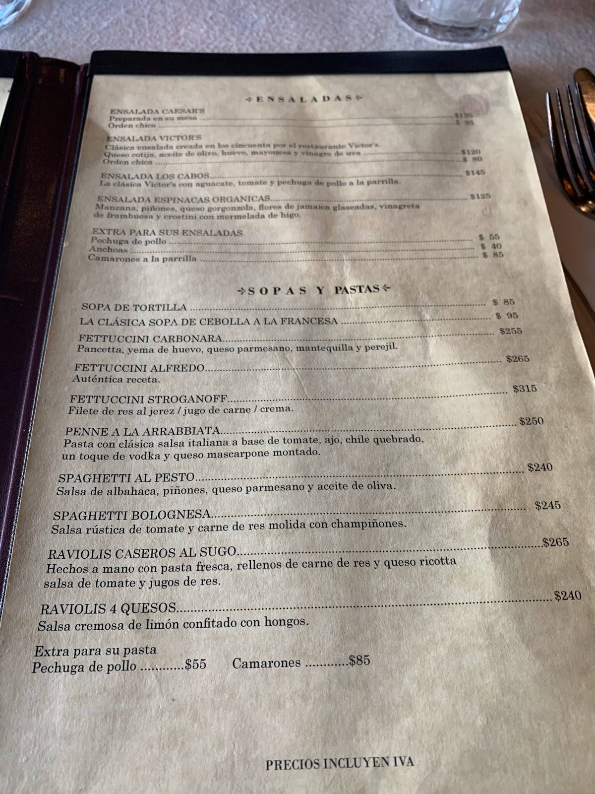 Menu at Caesar's pub & bar, Tijuana, Av. Revolución 8190