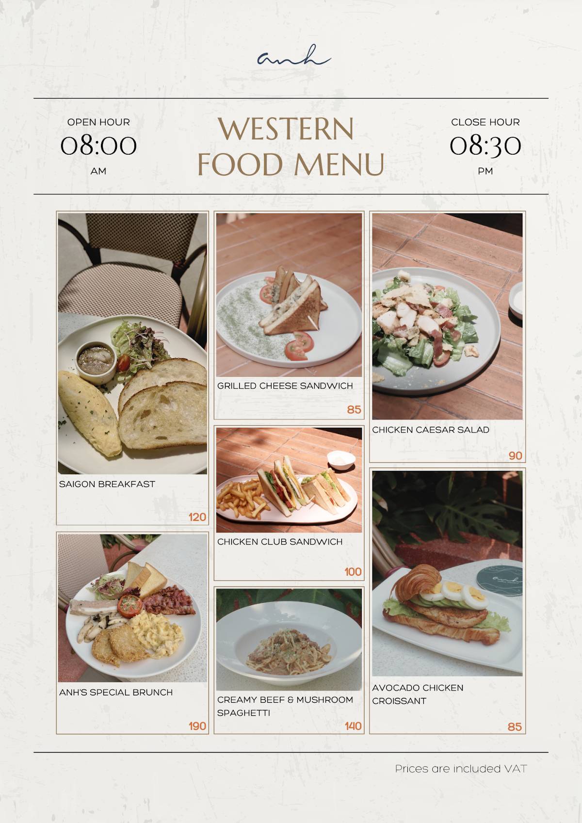 Menu at Anh Coffee Roastery cafe, Ho Chi Minh City