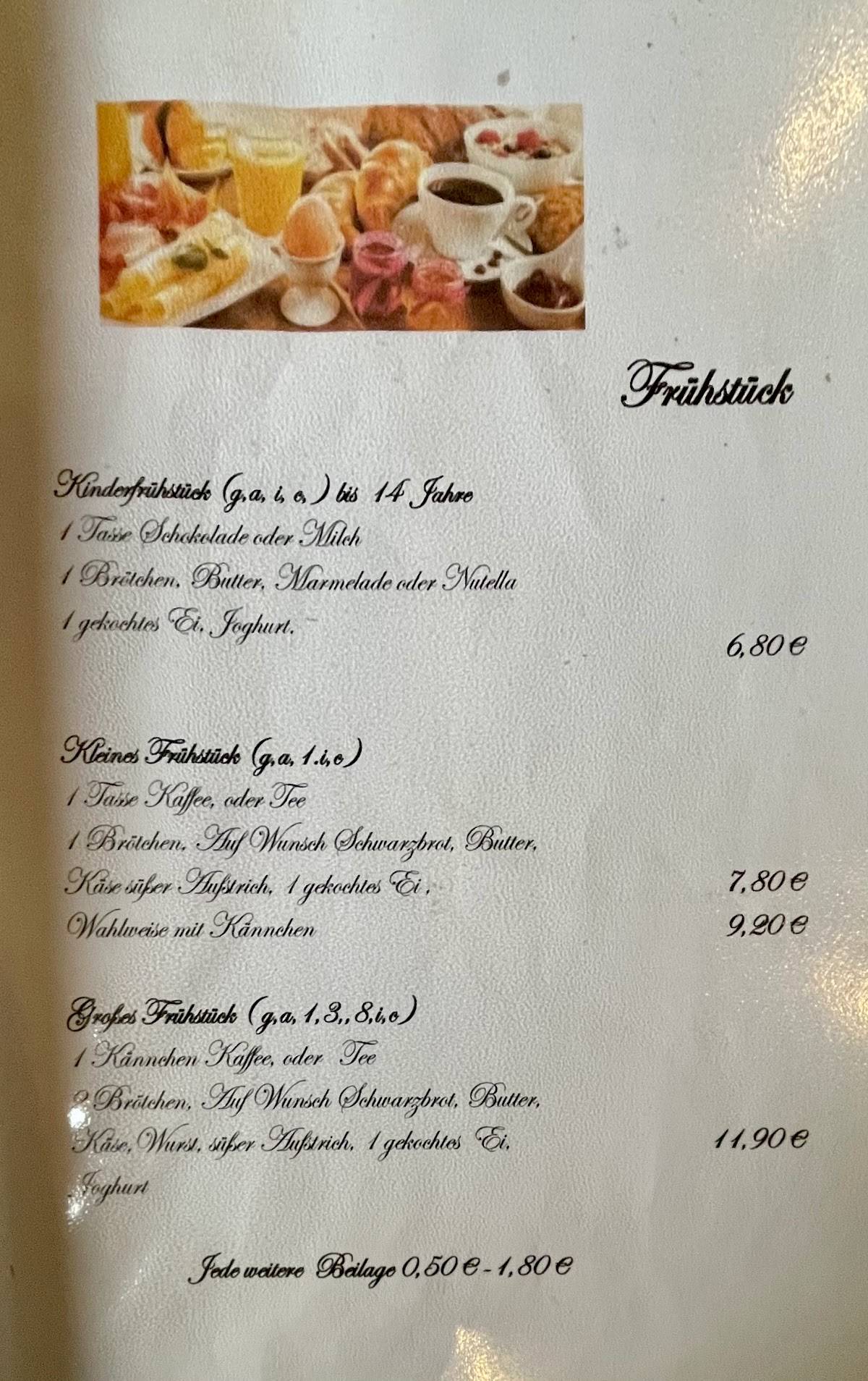 Speisekarte von Cafe Anno 1661, Aldenhoven