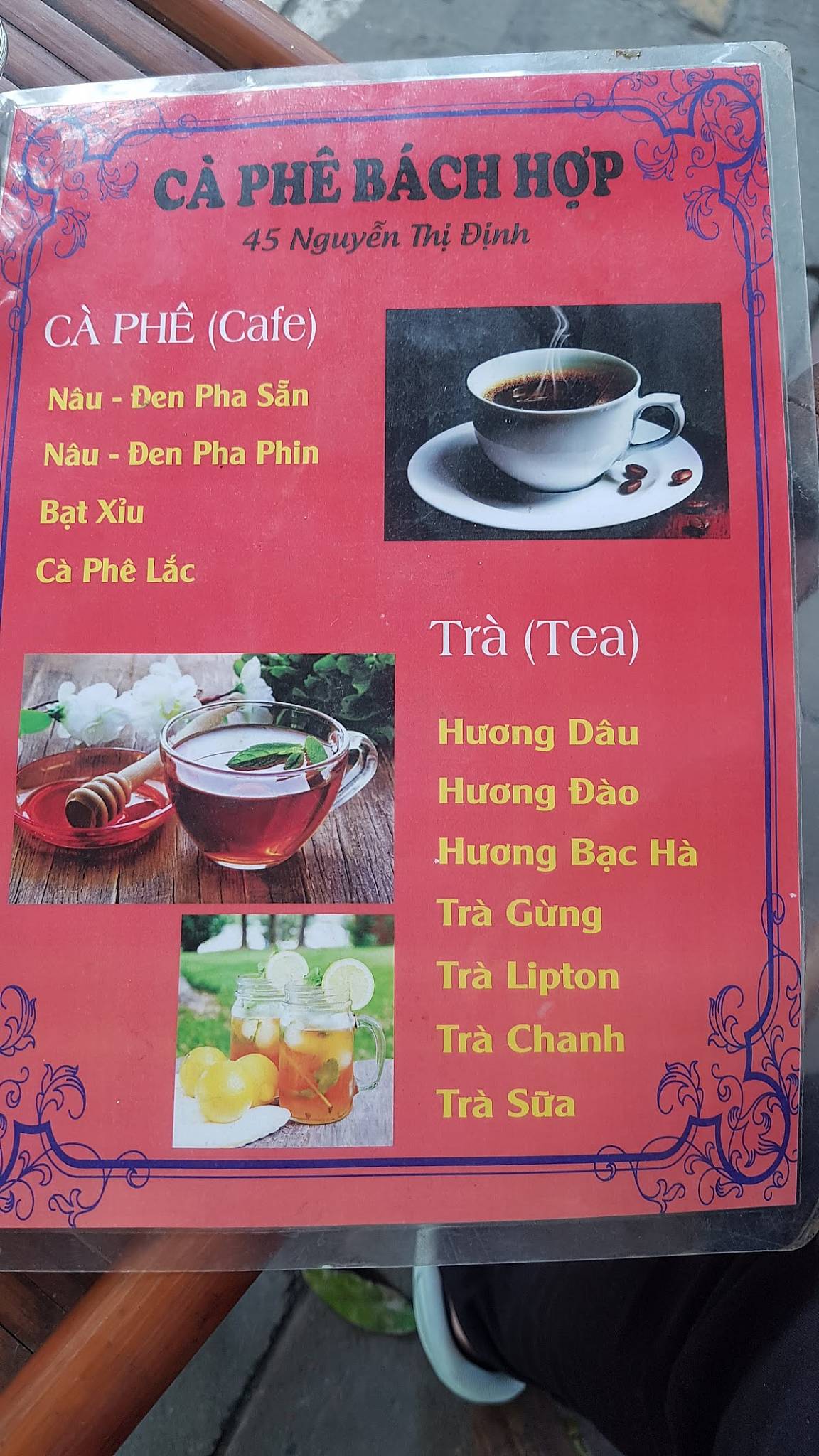 Menu at Cafe Bách Hợp, Hanoi