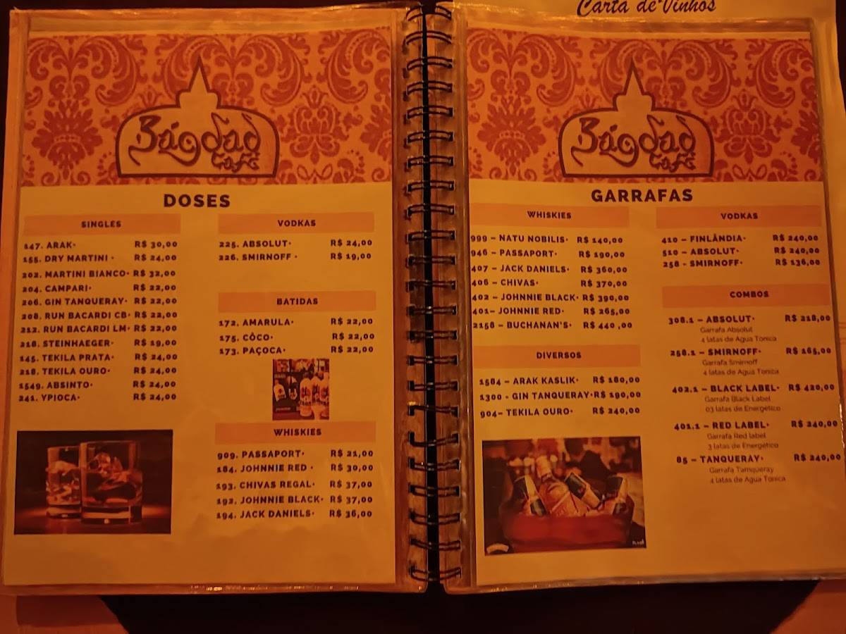Menu em Bagdad Café, Curitiba
