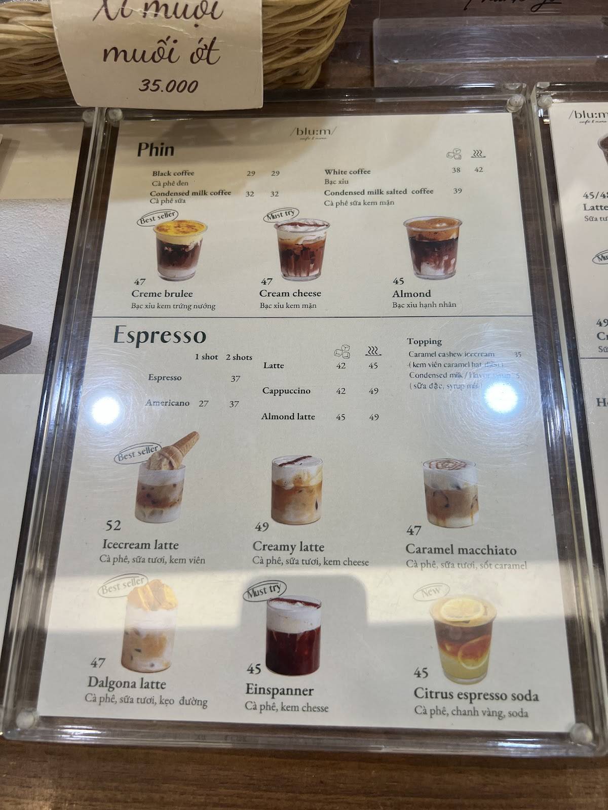 Menu at Blu:m cafe & more, Ninh Hòa
