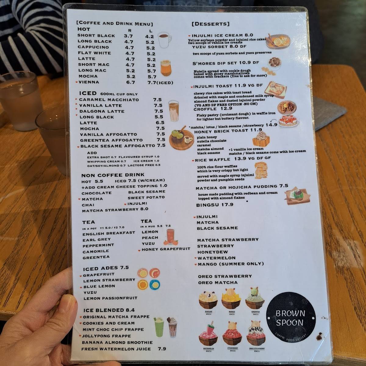 Menu at Brown Spoon Victoria Park cafe, Victoria Park