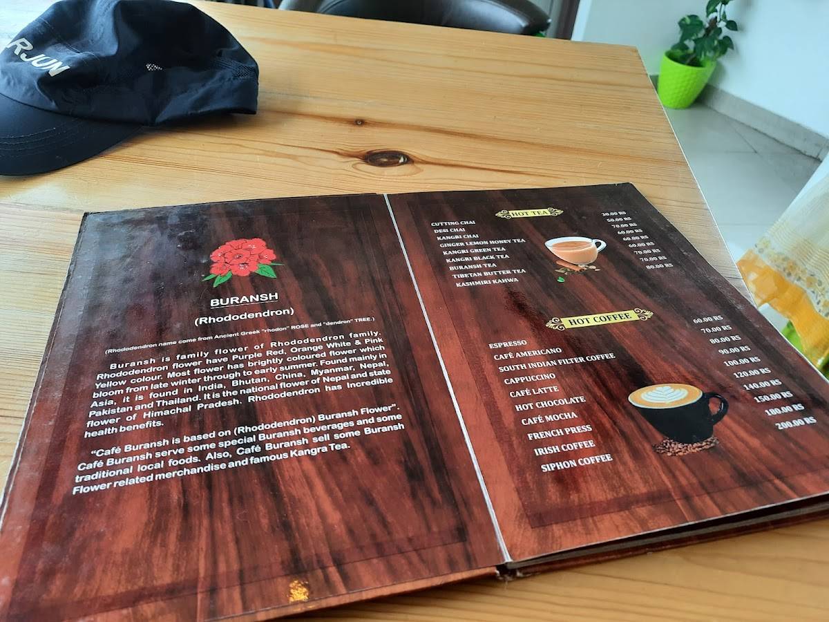 Menu at Cafe Buransh Bir Billing, Bir