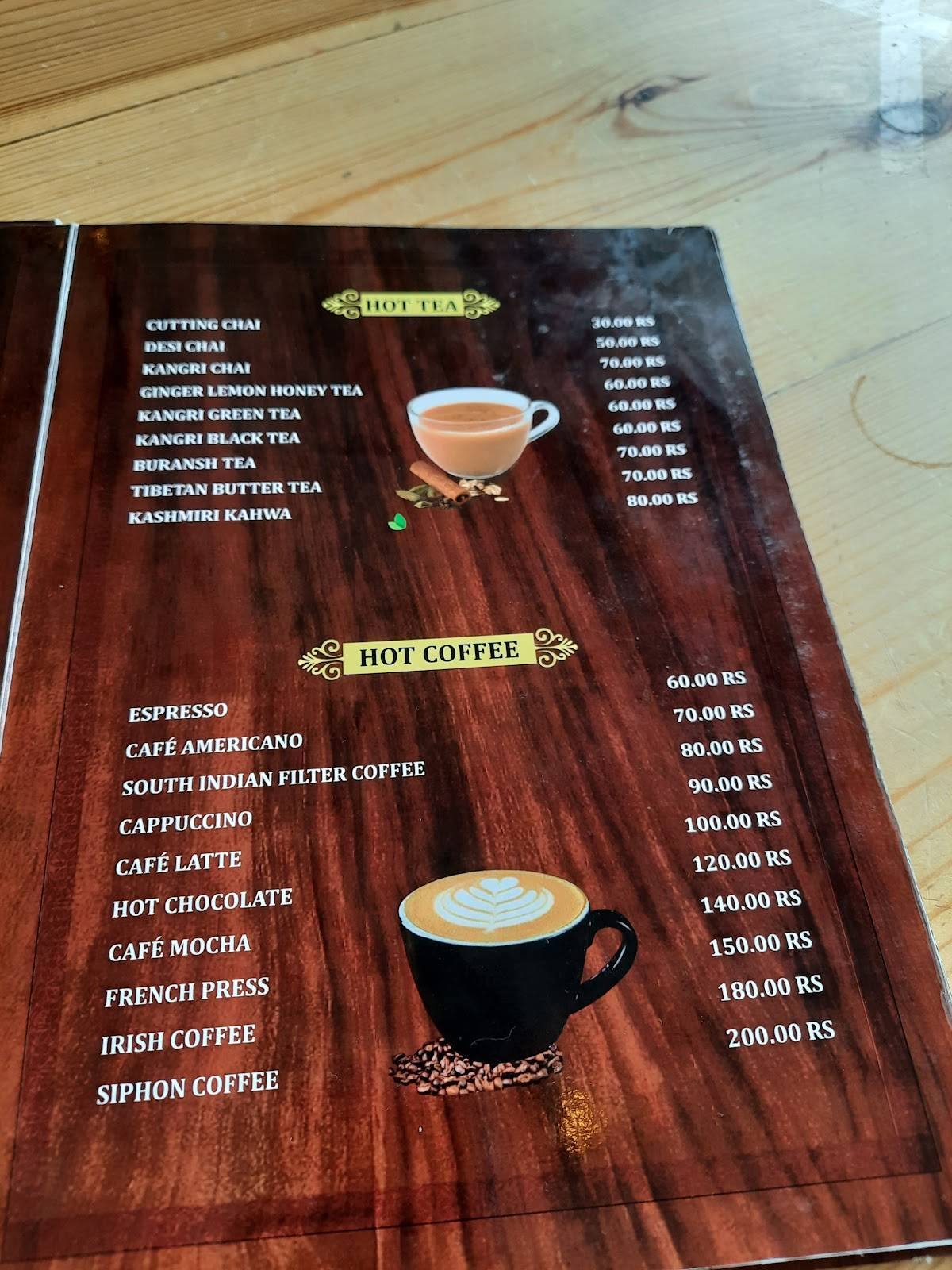 Menu at Cafe Buransh Bir Billing, Bir