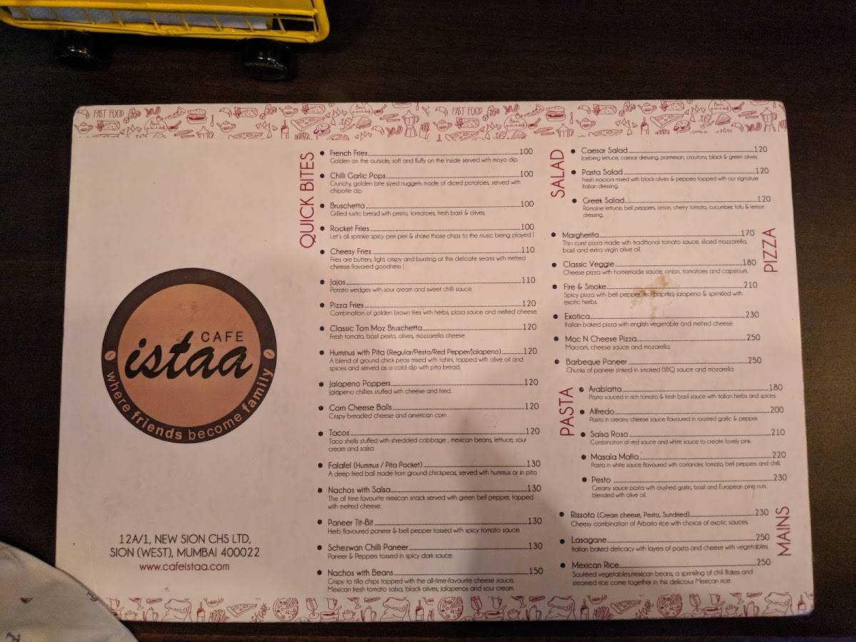 Menu at Cafe Istaa, Mumbai, New CHS Ltd