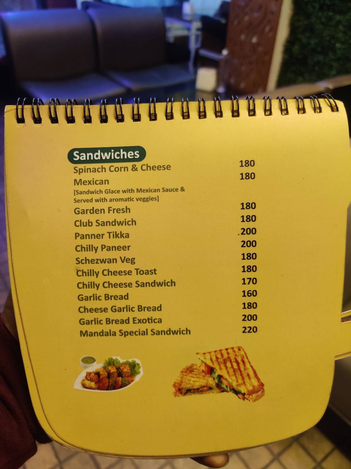 Menu at Cafe Mandala, Bengaluru