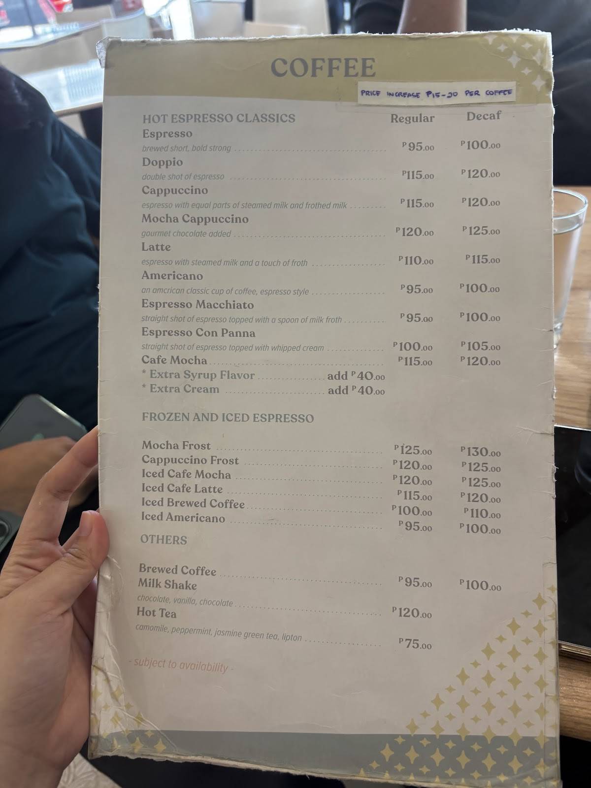 Menu at Calea Pastries & Coffee cafe, Bacolod, Balay Quince