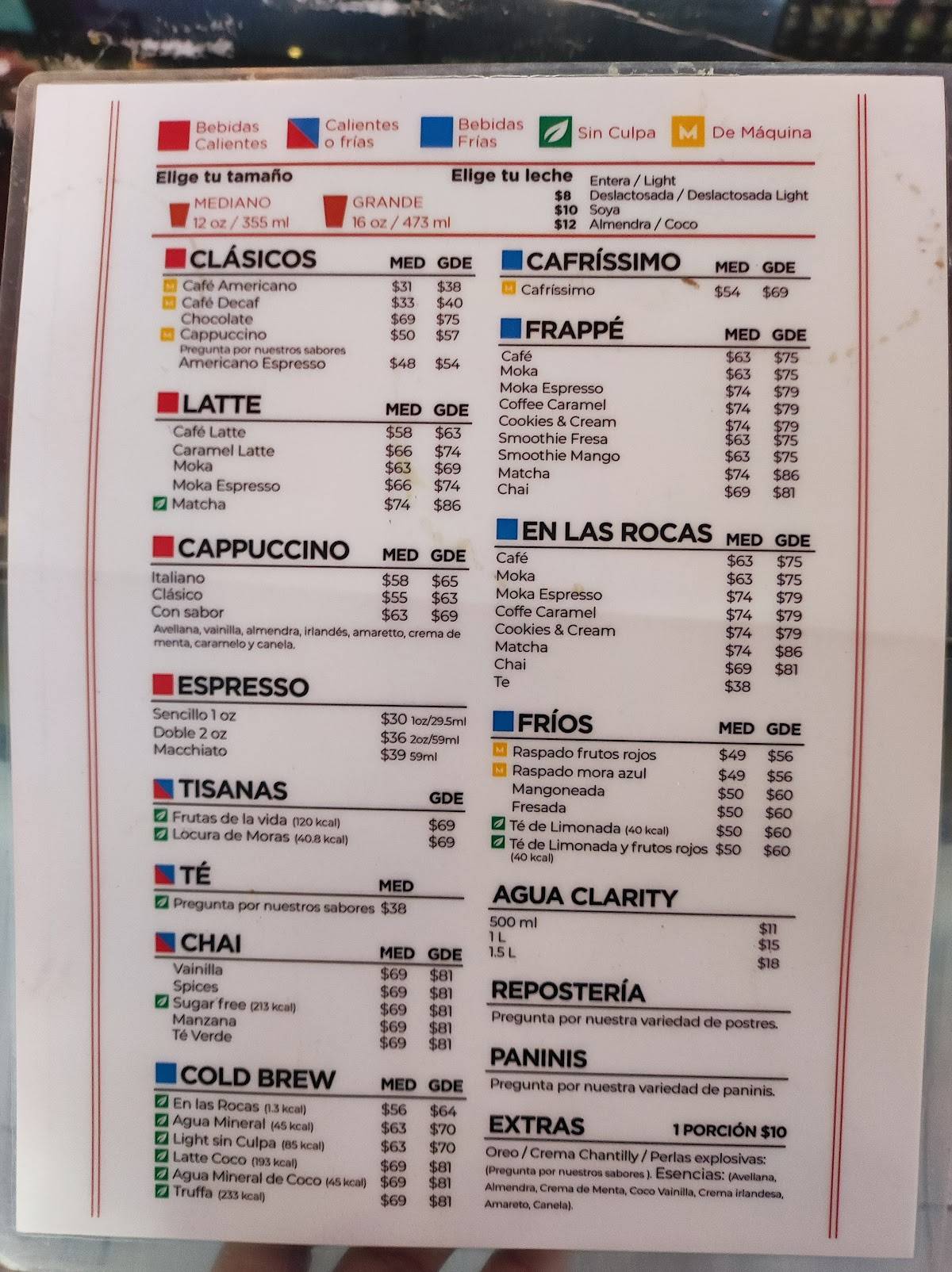 Menu at Café Combate, Delicias