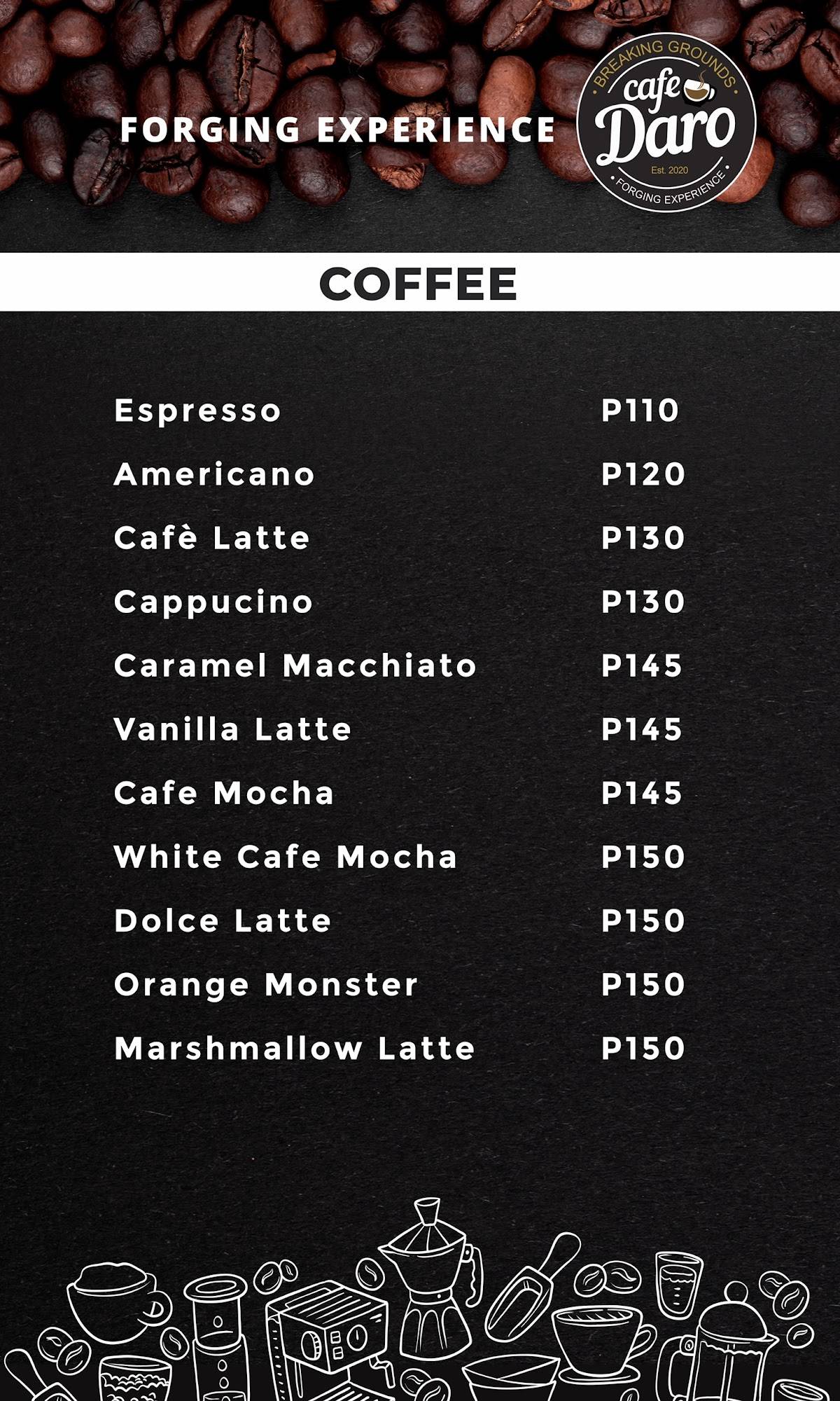 Carta de Cafe Daro, Mandaue