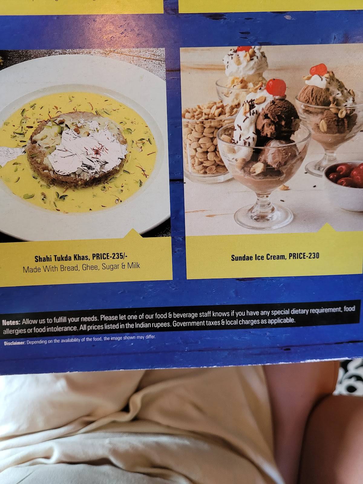 Menu at Café De Leila, Lucknow