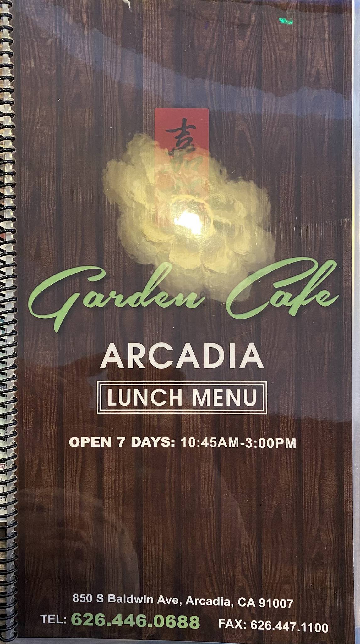 Menu at Garden Café - Arcadia cafe, Arcadia