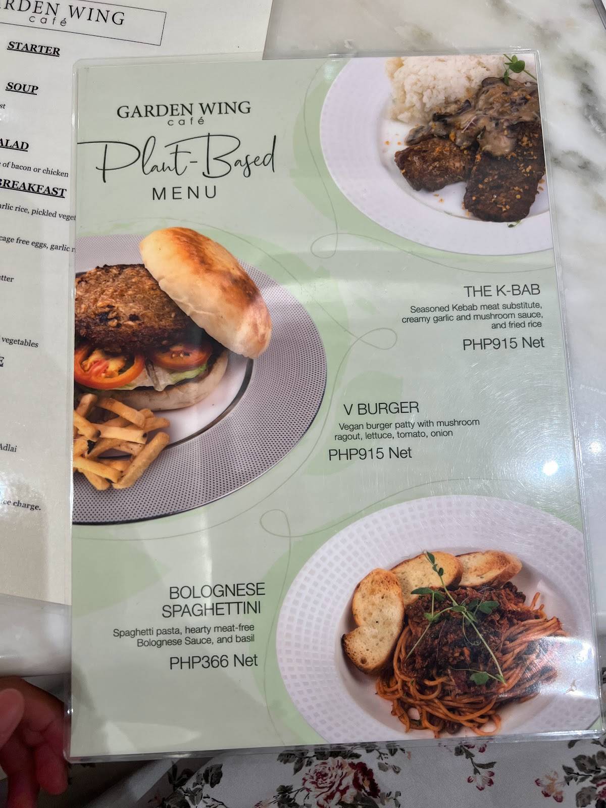 Menu at Garden Wing Cafe, Pasay