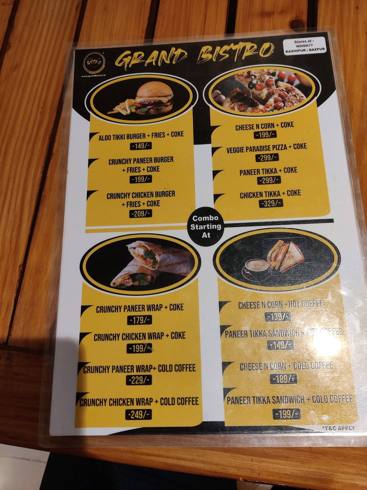 Menu at Grand bistro, Noida