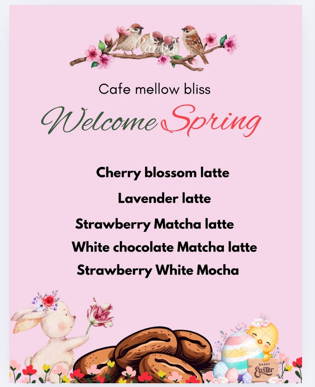 Menu at Cafe Mellow Bliss, Langley Township