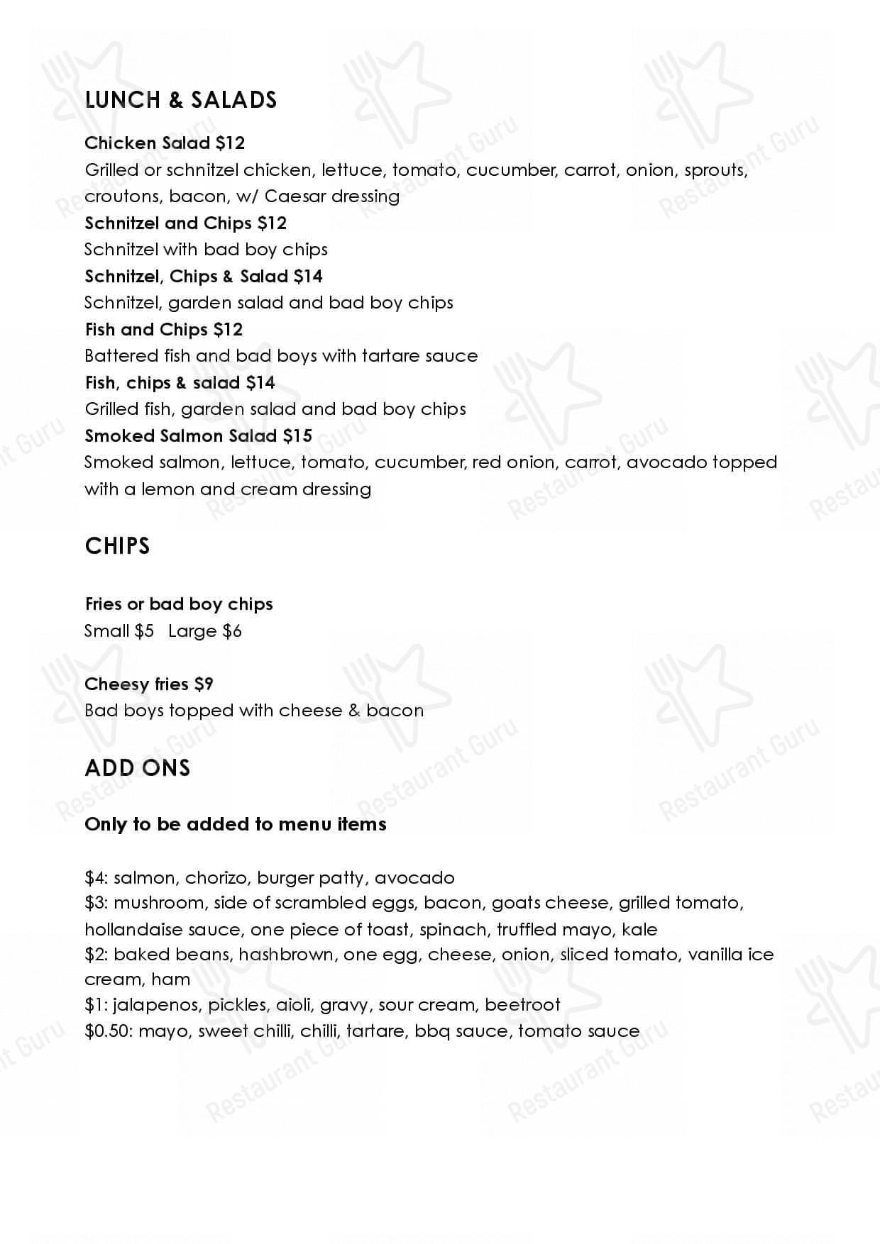 Menu at Paper Plane Factory Cafe, Girraween