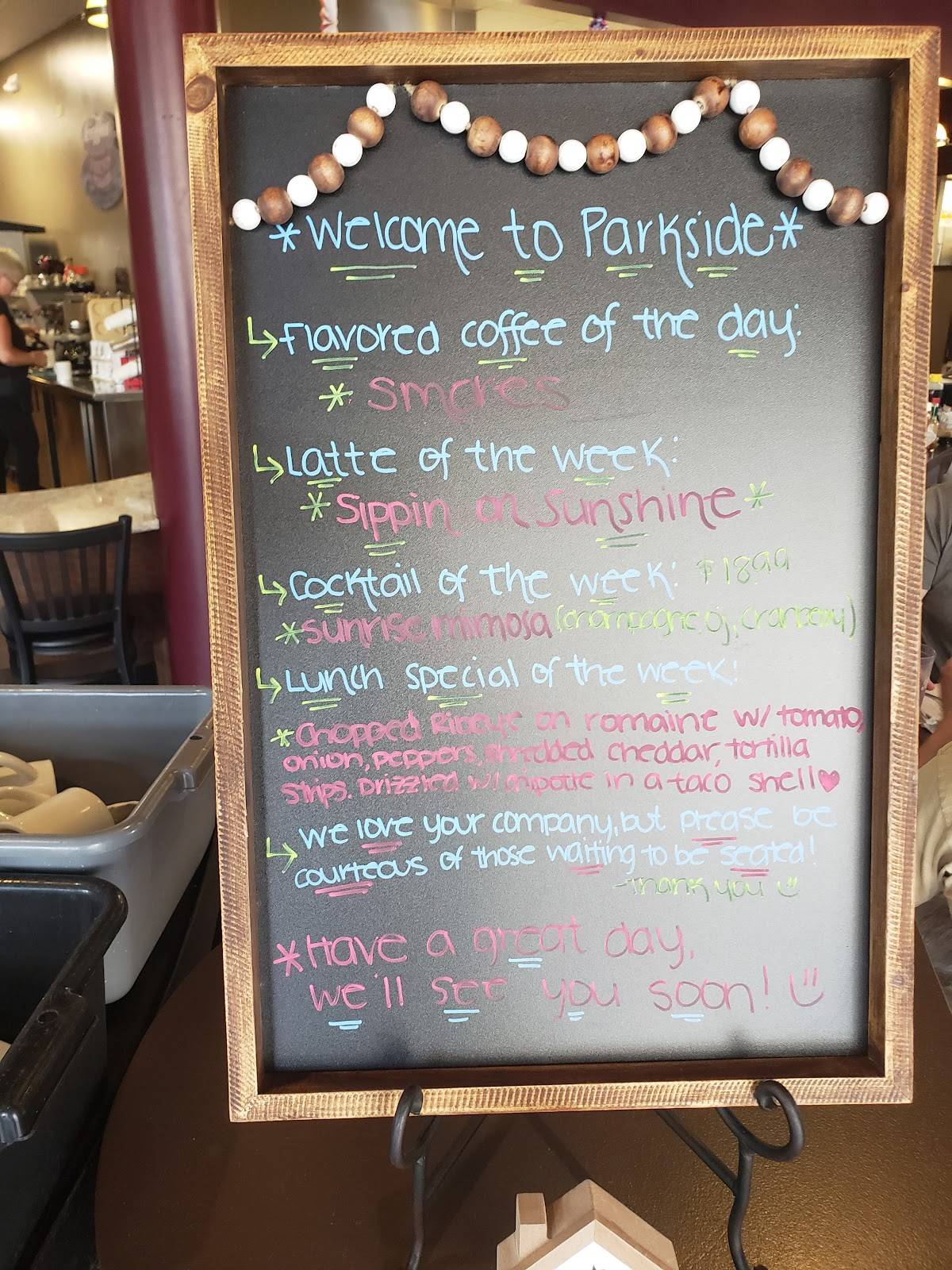 Menu at Parkside Cafe, Bristol, 224 N Main St