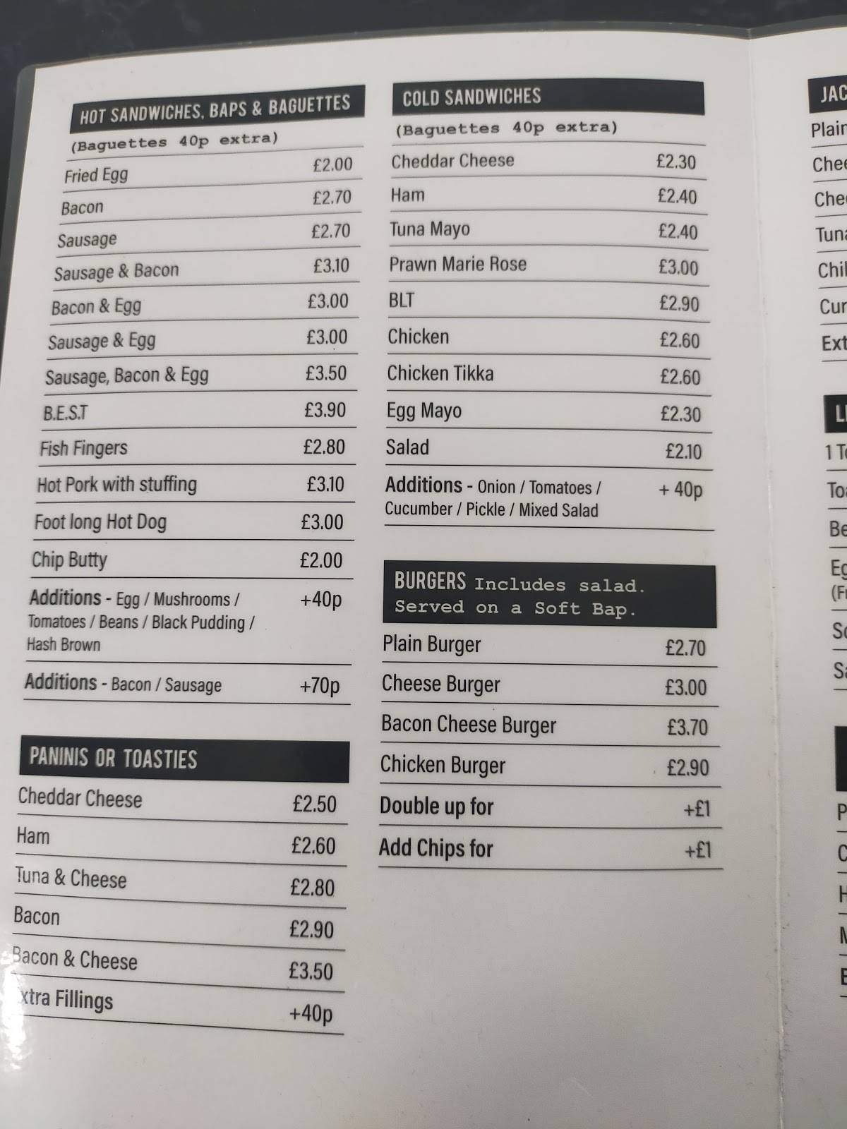 Menu at Pitt Stop Café cafe, Kidderminster