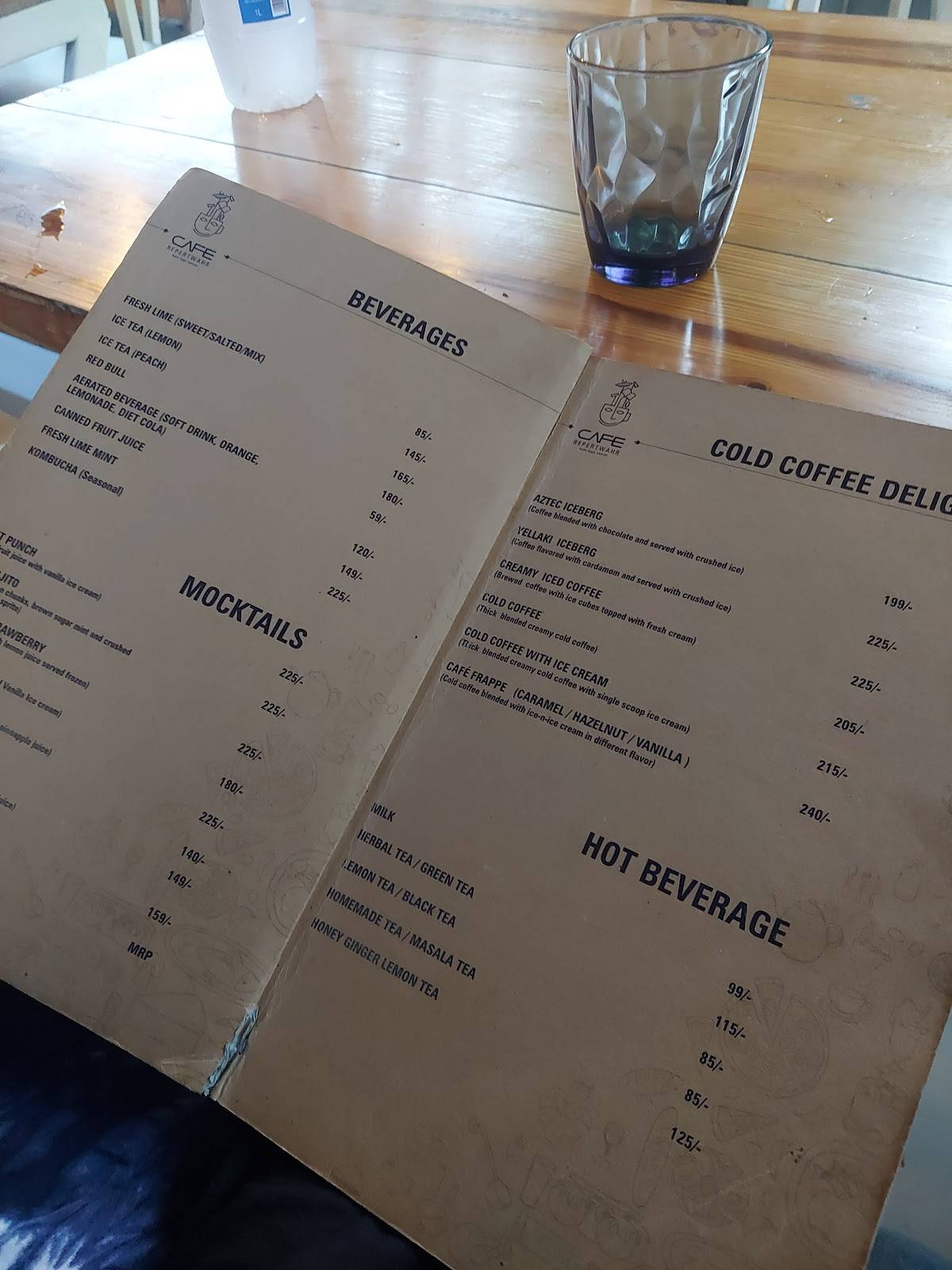 Menu at Cafe Repertwahr, Lucknow