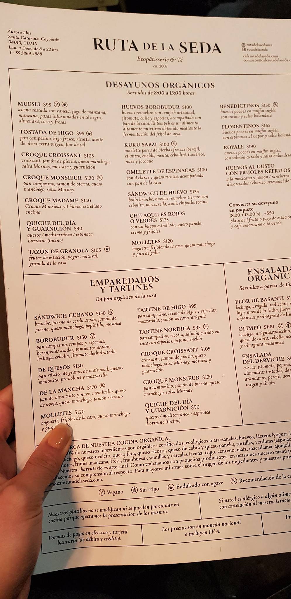 Carta de Café Ruta de la Seda, Ciudad de México, Aurora 1
